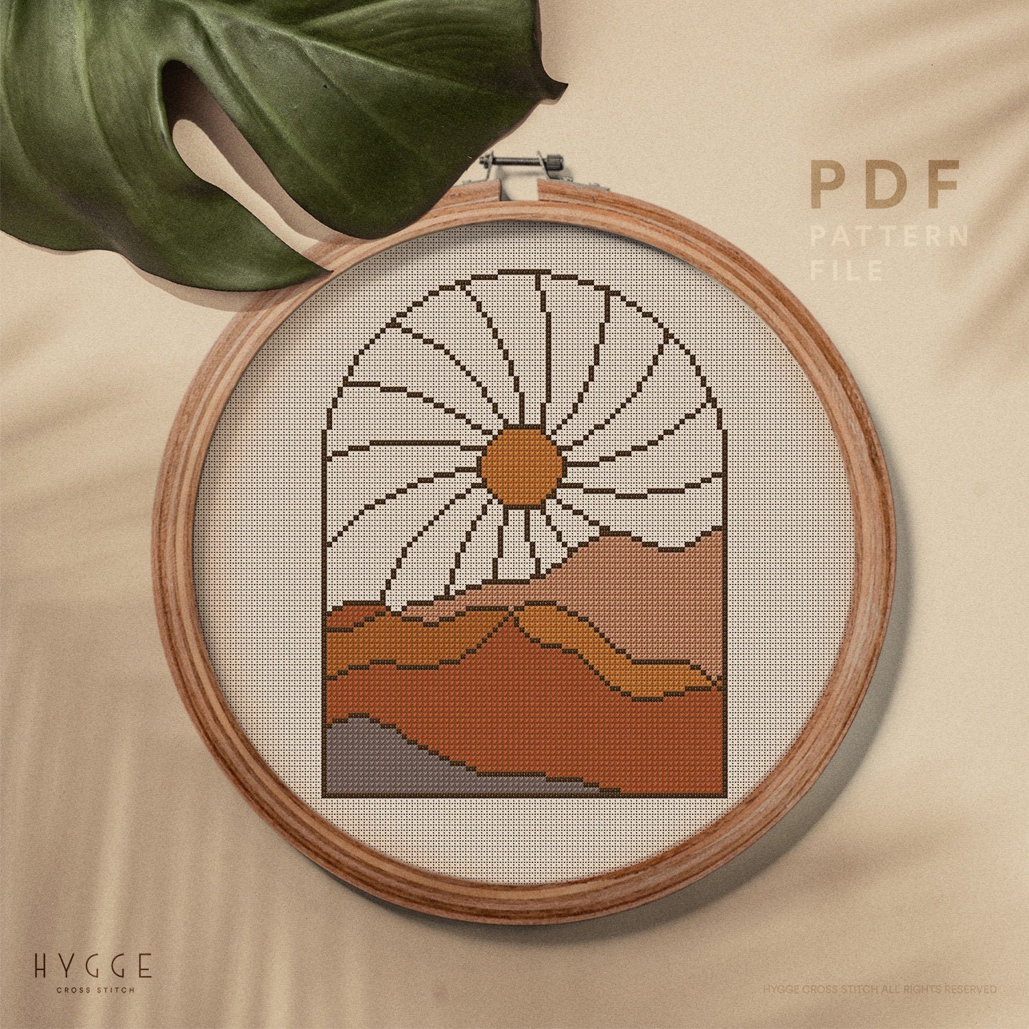 Sunset Cross Stitch Pattern, Mountain Landscape Embroidery Design, PDF ...