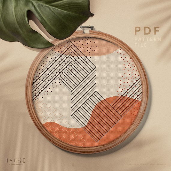 Abstract cross stitch pattern Mid-century modern art home | Etsy