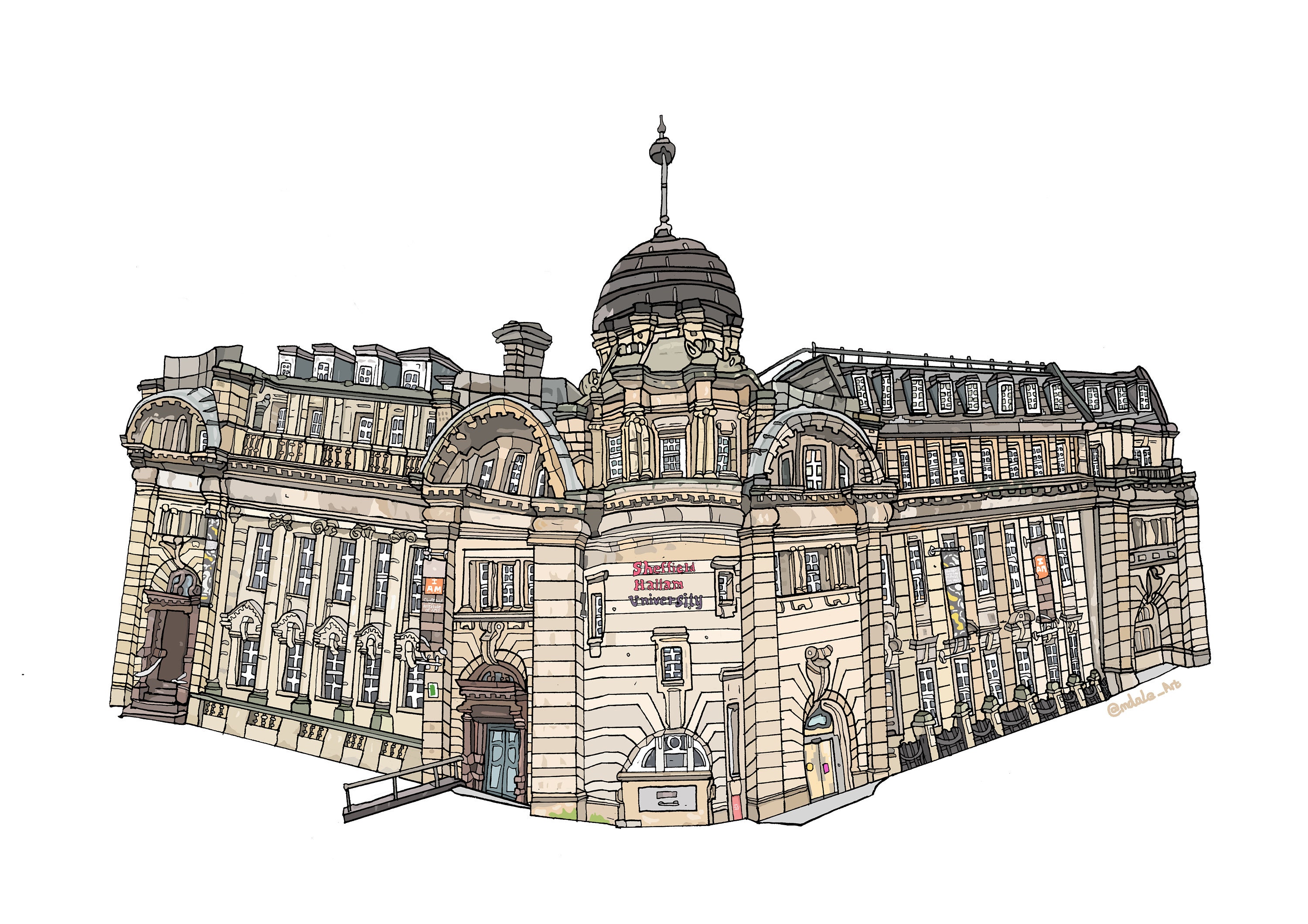 Sheffield Hallam / Institute of Arts / Art Print /illustration/ Wall ...