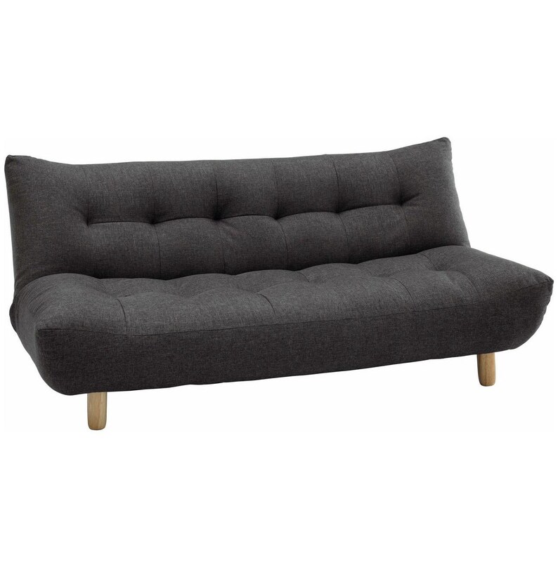 Modern Convertible Sofa Bed - Stylish Dark Grey Futon With Wooden Legs ...