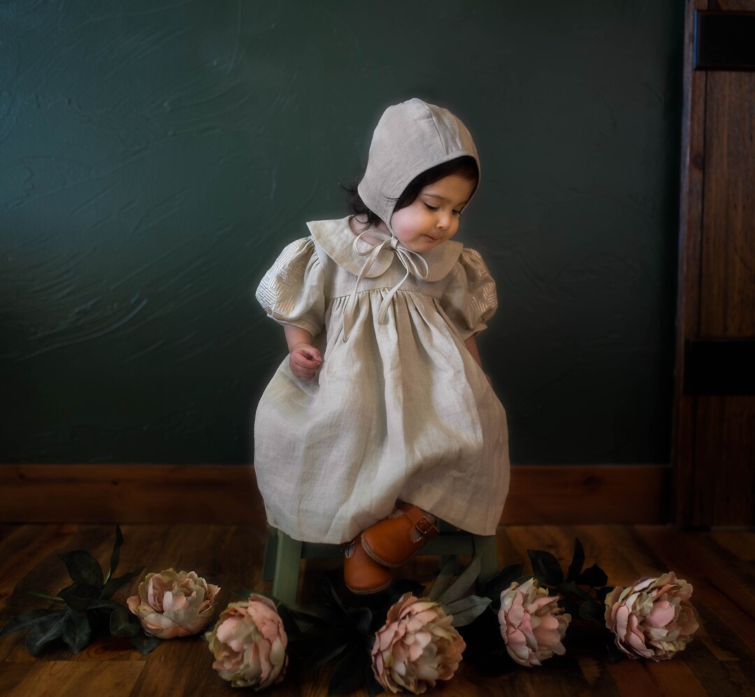 Bohemian Baby Dress Natural Baptism Baby Dress First Birthday Girl ...