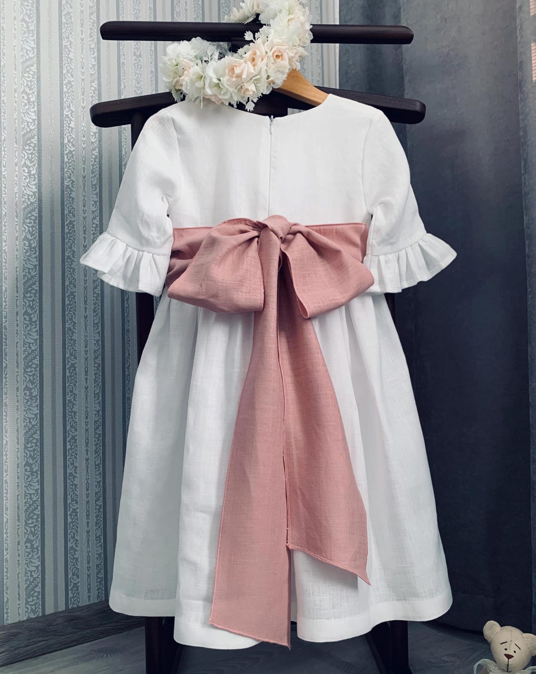 French Style Flower Girl Dress Sash Ivory / White Classic Girl Wedding ...