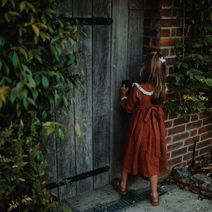 Rust Flower Girl Dress, Long Sleeve Linen Toddler Dress - Etsy