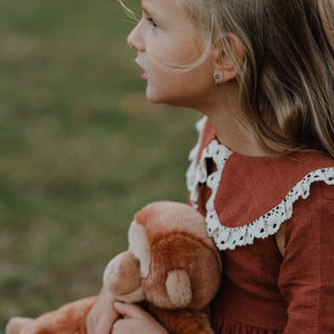 Rust Flower Girl Dress, Long Sleeve Linen Toddler Dress - Etsy