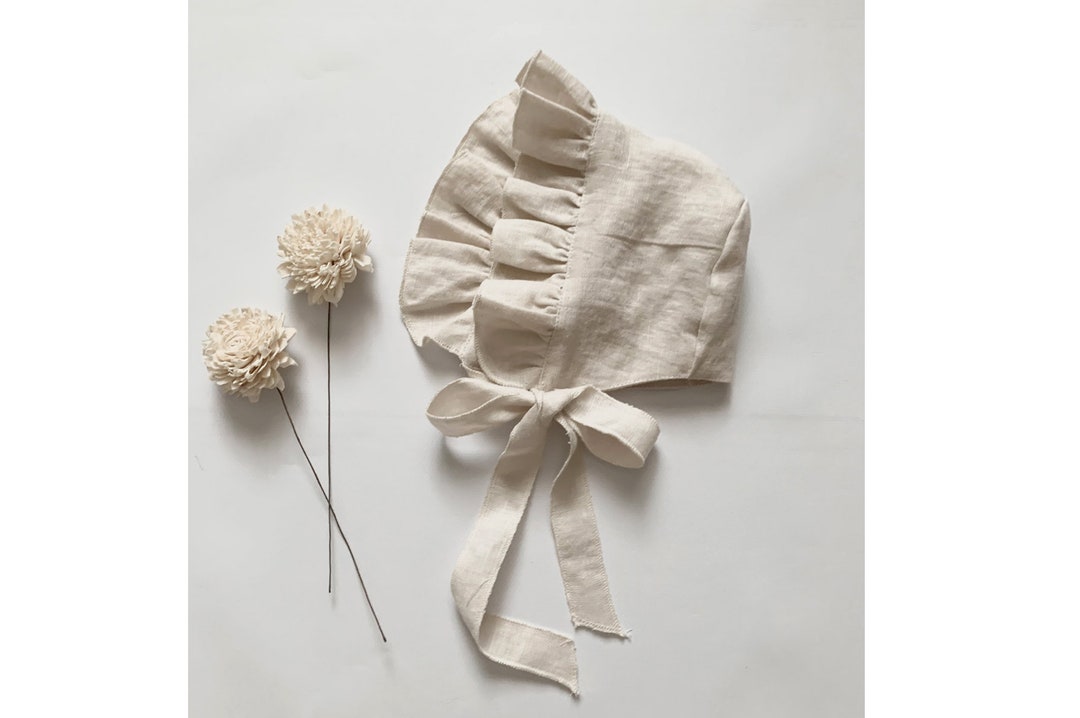 Vintage Baby Bonnet , Linen Baby Bonnet, Organic Bonnet With Ruffle - Etsy