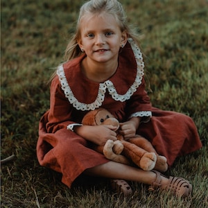 Rust Flower Girl Dress, Long Sleeve Linen Toddler Dress - Etsy