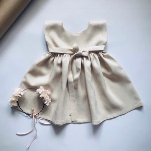Rust Toddler Dress,baby Linen Dress, White Linen Dress, Flower Girls ...