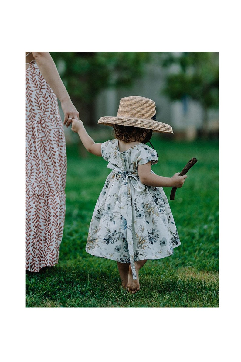 Floral Linen Baby Dress: White Toddler Girl Outfit - Etsy UK