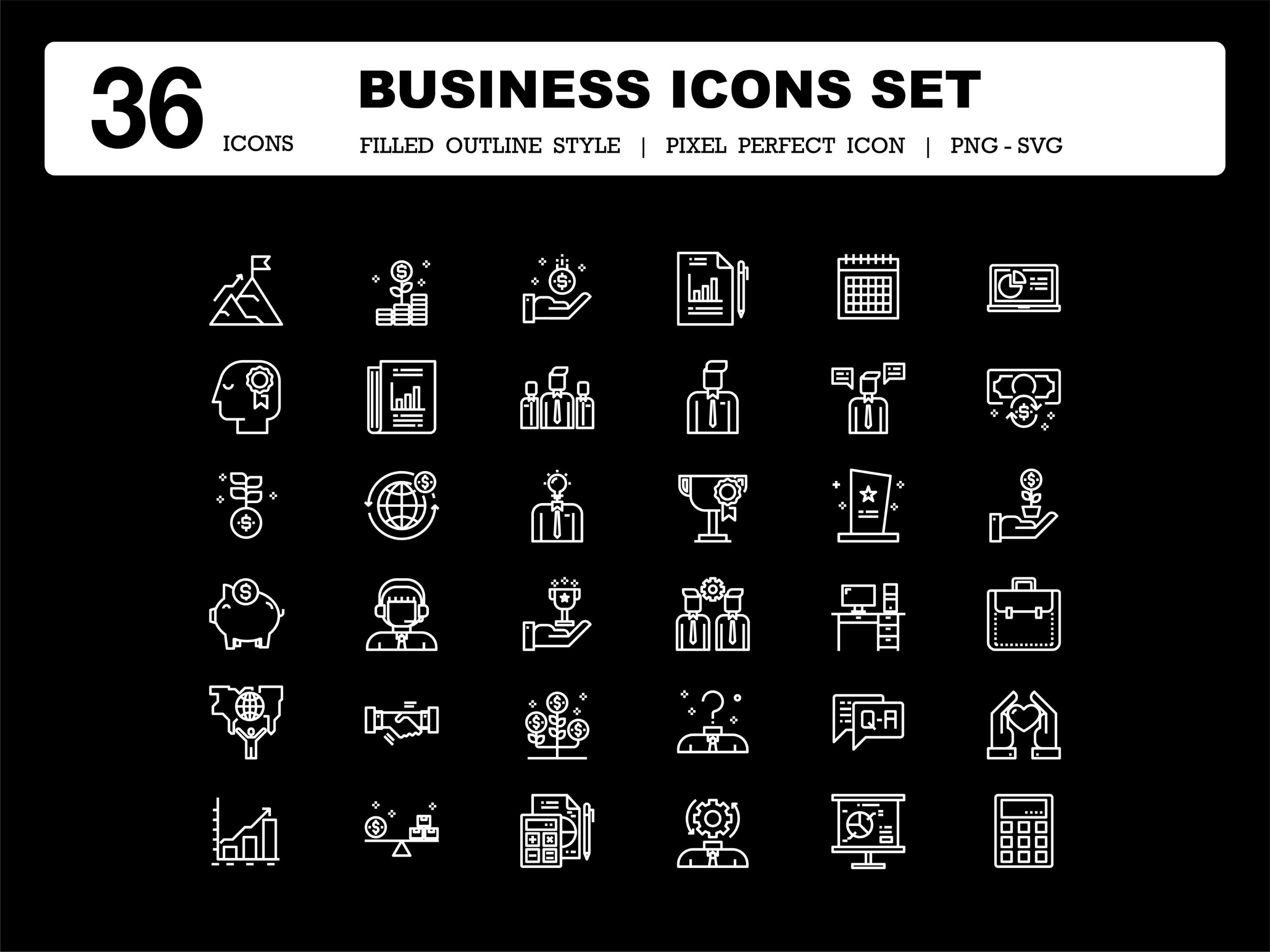 Business SVG Icon Pack Minimal Corporate Icon Transparent Startup Icon ...