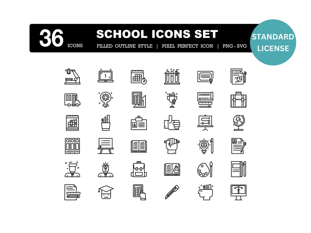 School Activity Icon Pack SVG Classroom Vector Icon PNG School Icon ...
