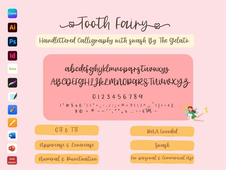 Tooth Fairy Font With Tails Handwritten Font for Cricut Font Procreate ...