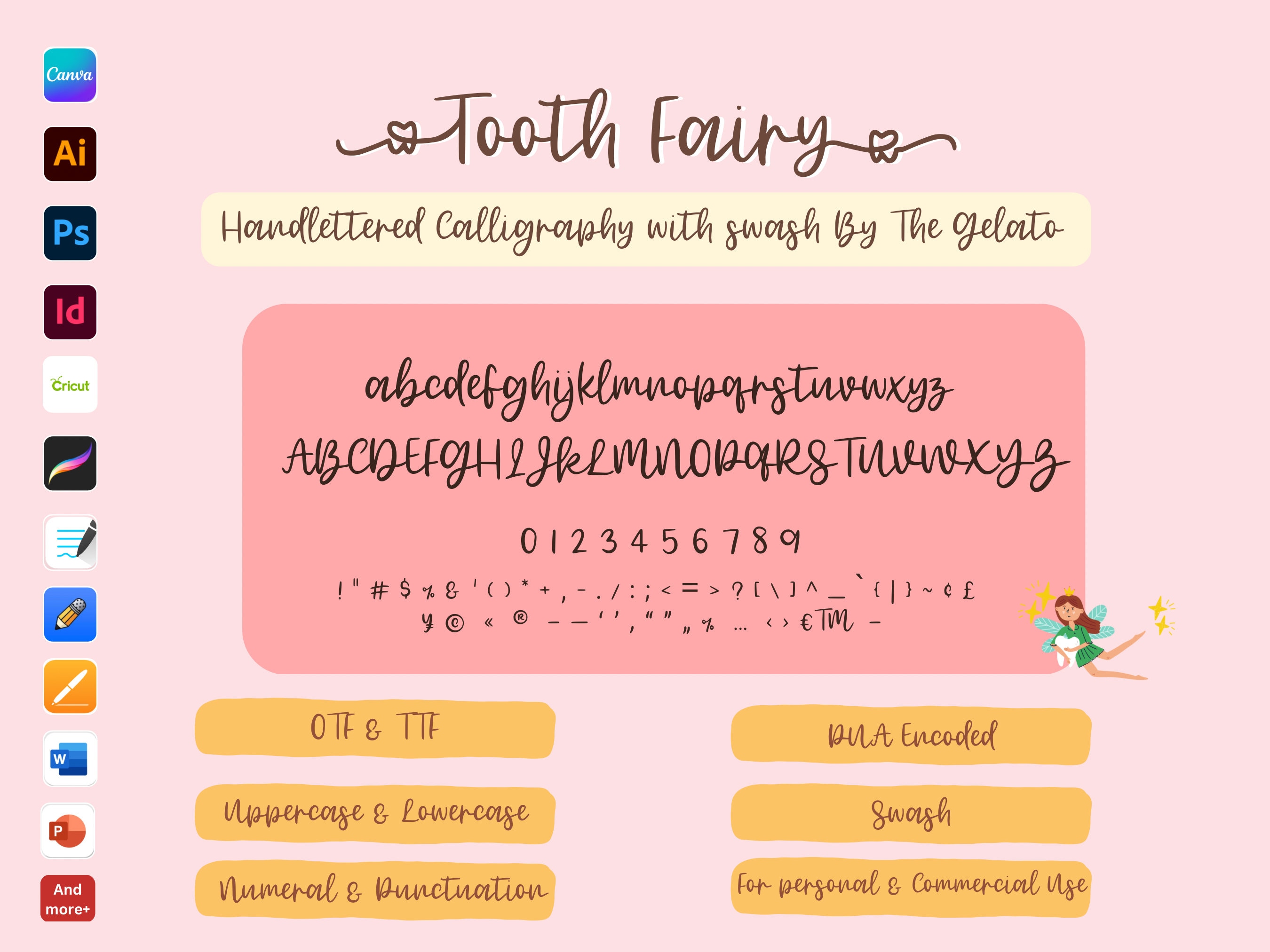 Tooth Fairy Font With Tails Handwritten Font for Cricut Font Procreate ...
