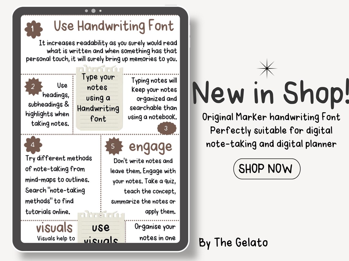 Clean Handwriting Font for Digital Note Taking Planner - Etsy