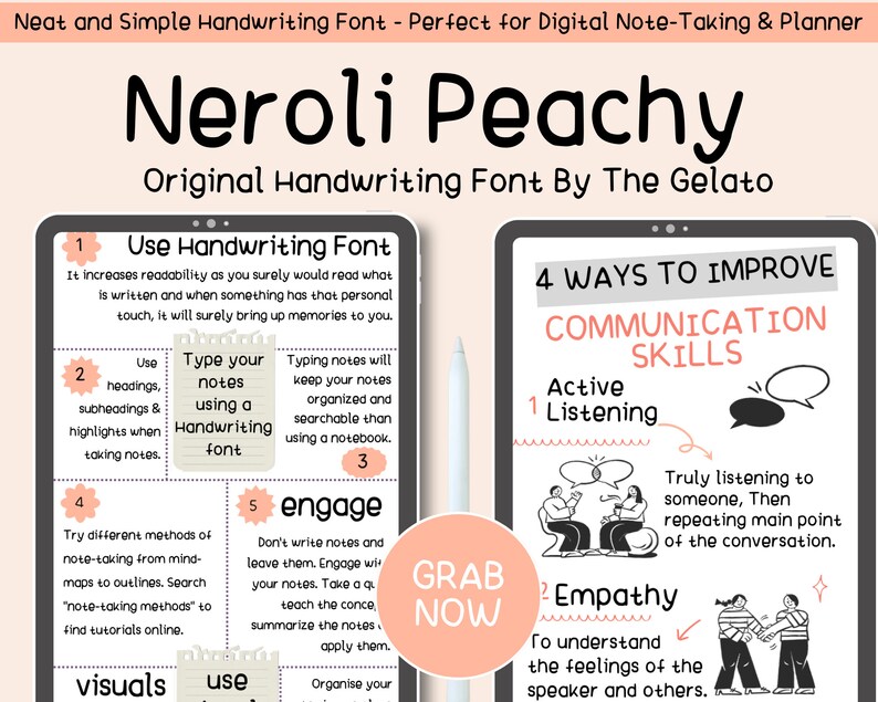 Digital Planner Font Neat Handwritten Font for Bullet Journal and Note ...