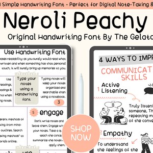 Handwriting Goodnotes Font Cute Neat Note Taking Font iPad Handwritten ...