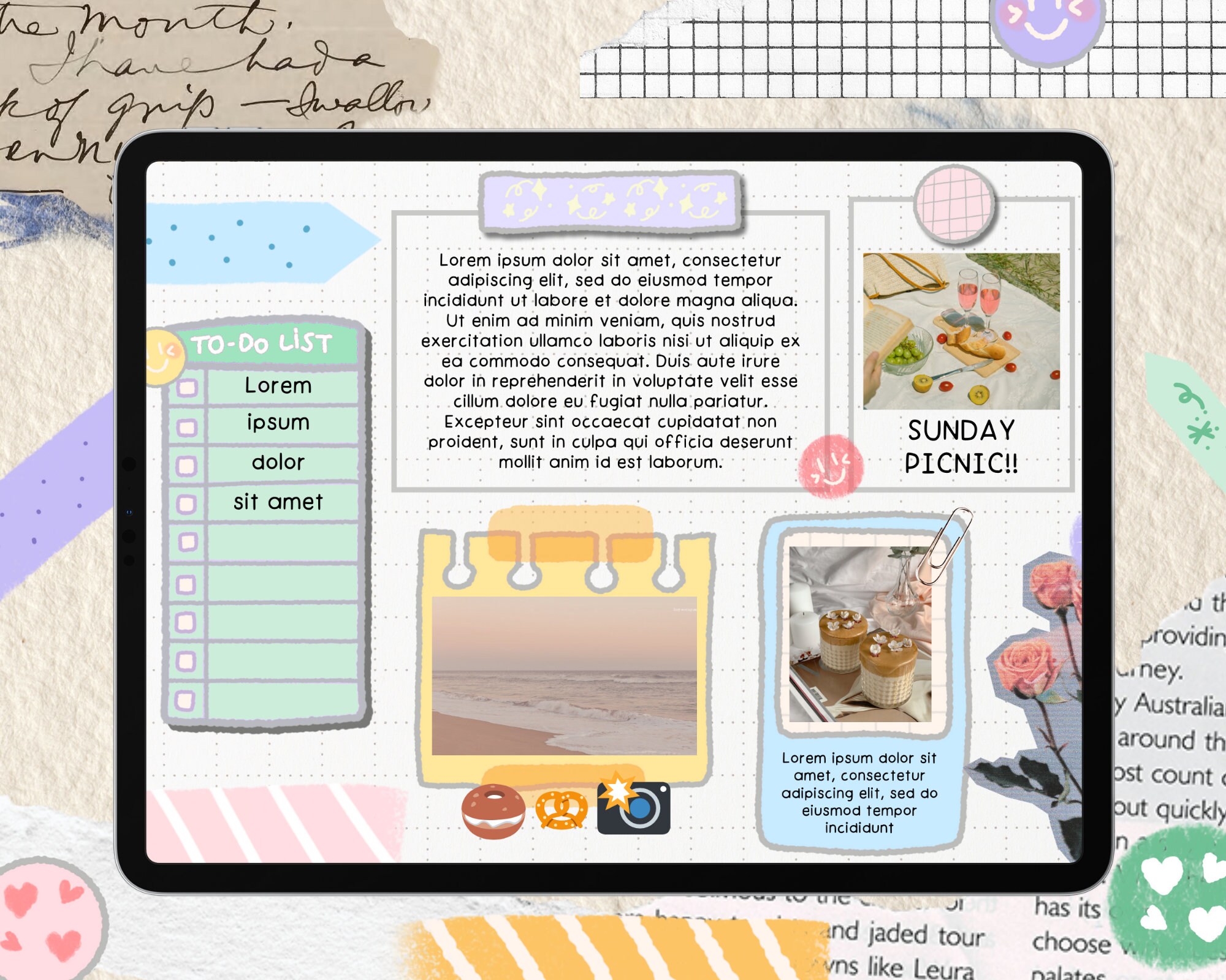 Hand Drawn Digital Note Pads Cute Sticky Notes for Goodnotes Notability ...