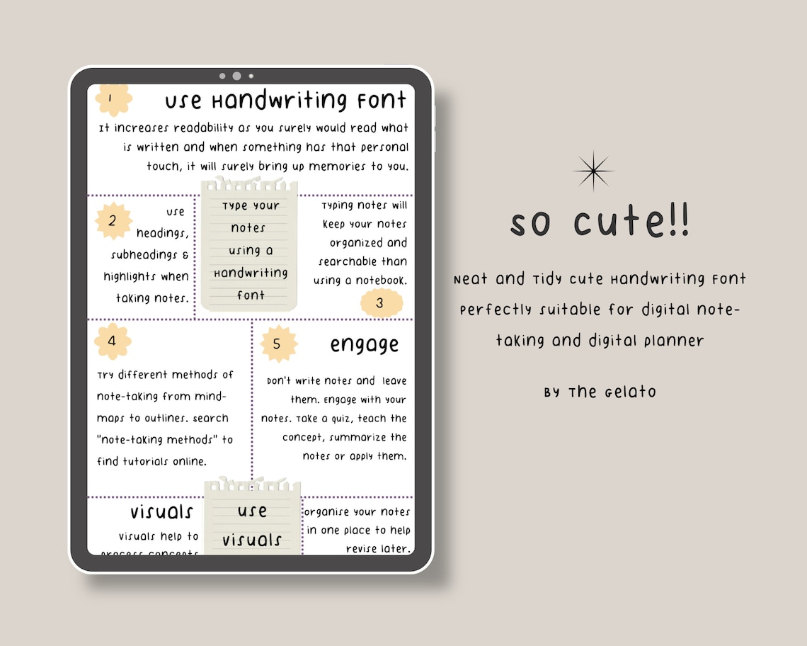 Realistic Handwritten Font Neat Handwriting Font for Digital Planner ...