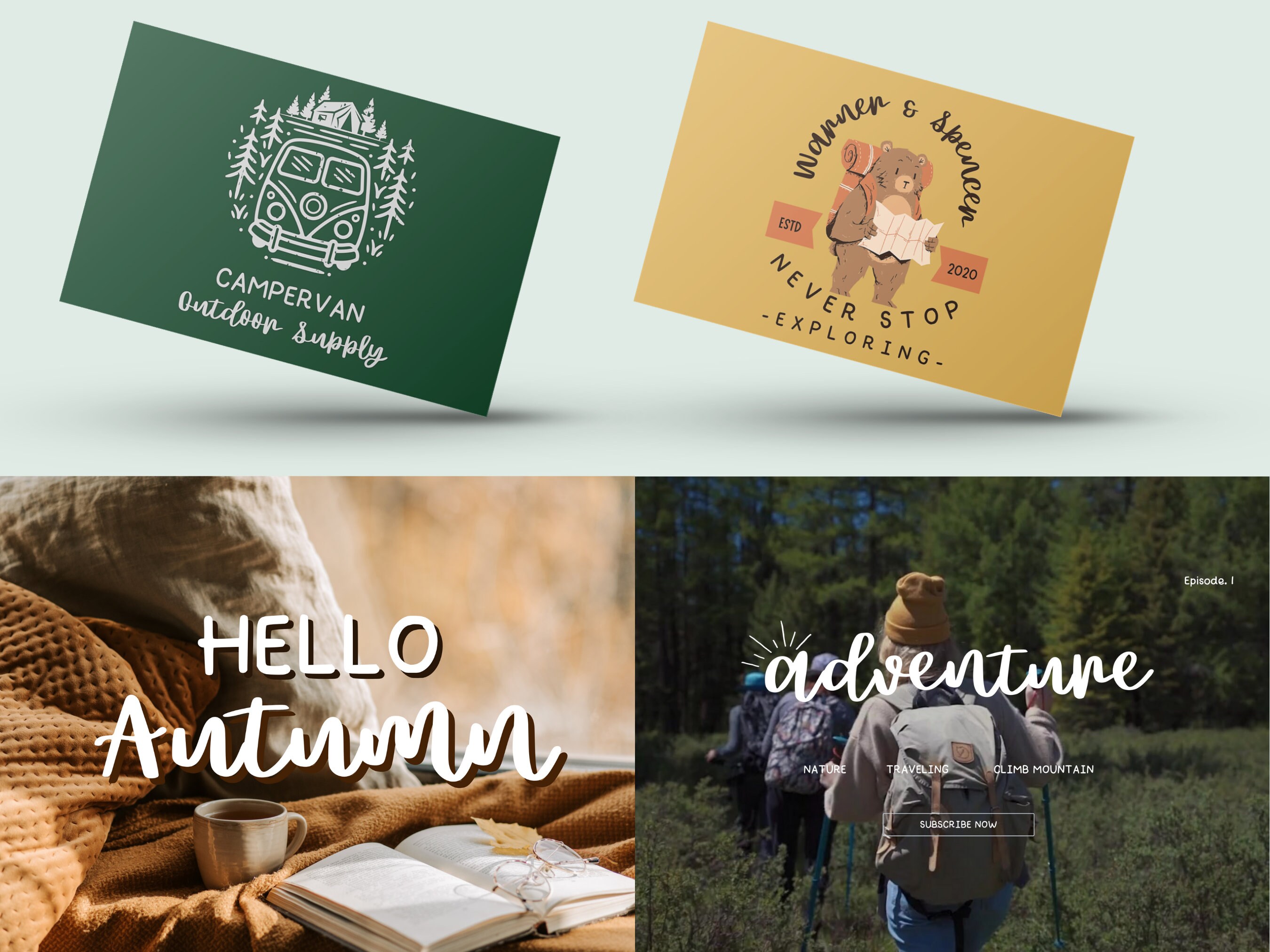 Adventure Camping Font Duo Monoline Handwriting Font Bundle Handwritten ...