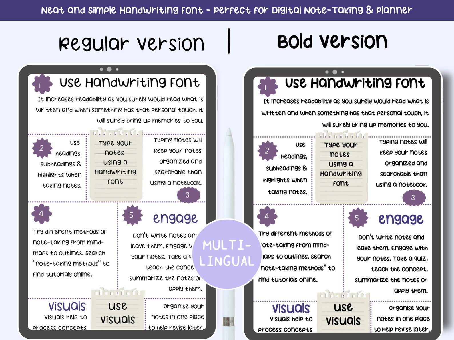 Bold Handwriting Font for Goodnotes Digital Planner Font Note Taking ...