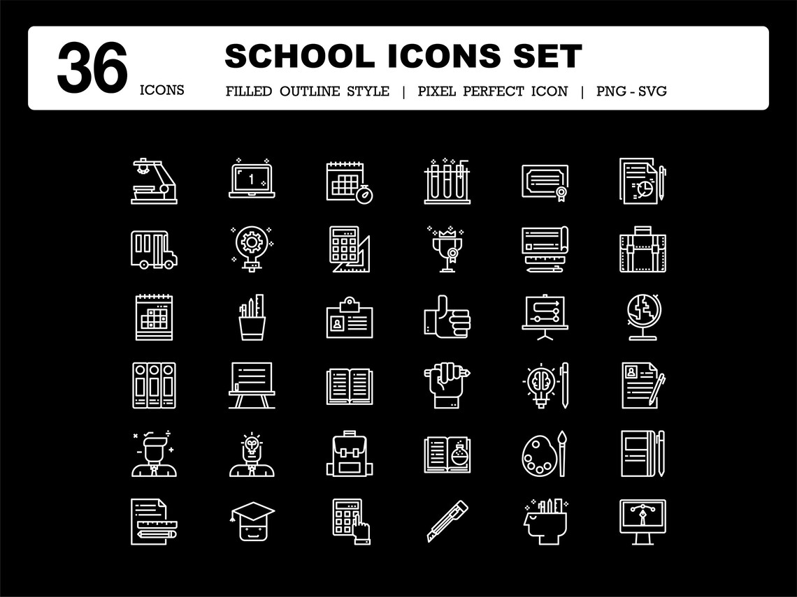 School Activity Icon Pack SVG Classroom Vector Icon PNG School Icon ...