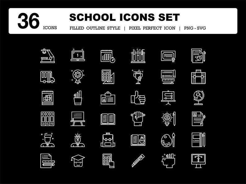 School Activity Icon Pack SVG Classroom Vector Icon PNG School Icon ...