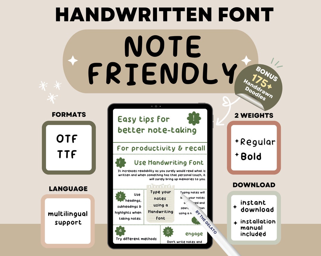 Realistic Handwritten Font Neat Handwriting Font for Digital Planner ...