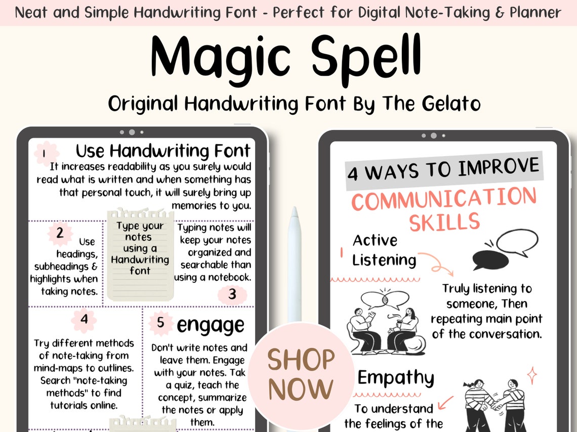 Handwriting Script Font Goodnotes Handwritten Font Ink Pen Font Ball ...