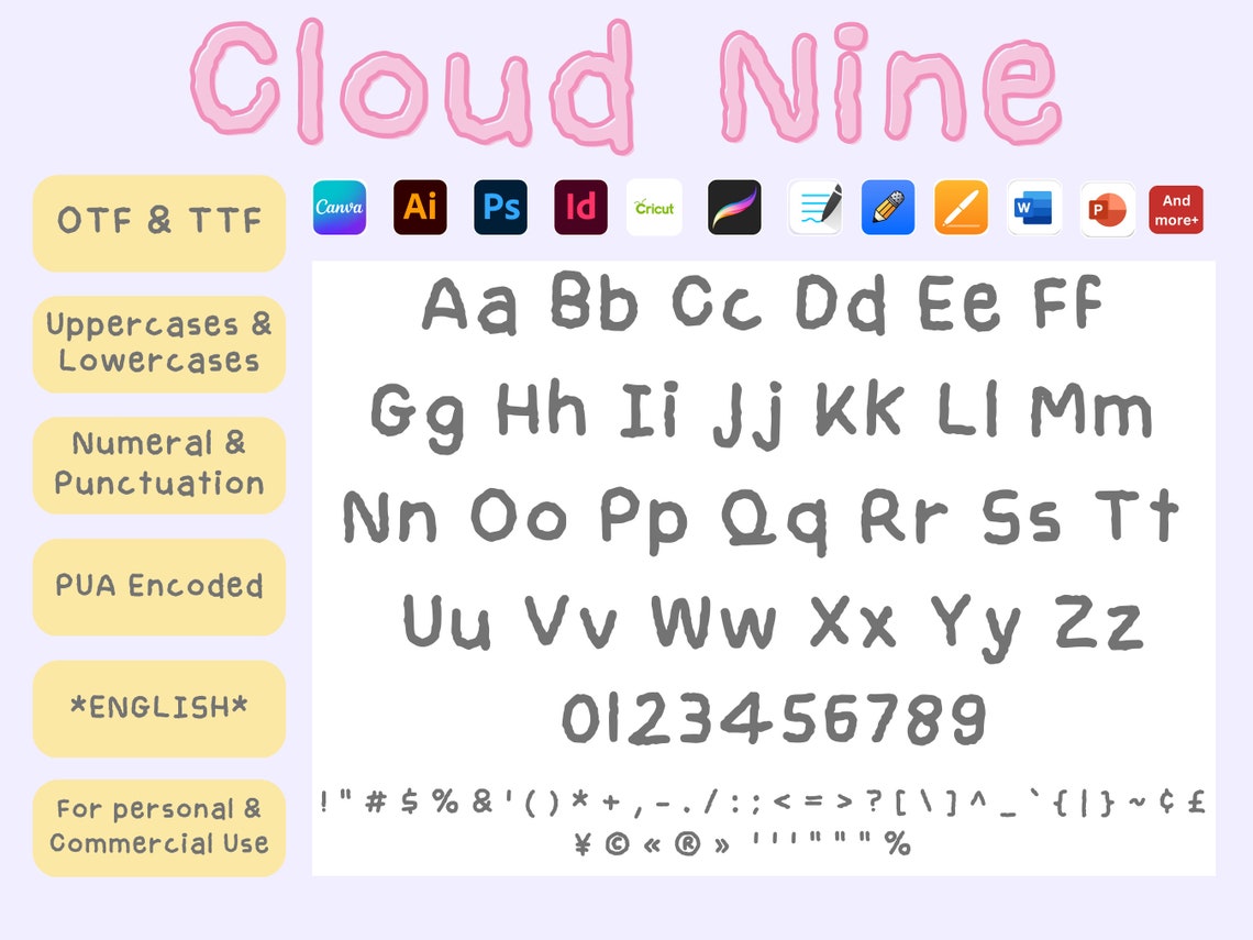 Handwriting Bubble Font Cloud Font Cartoon Font Cursive Bubble Font ...
