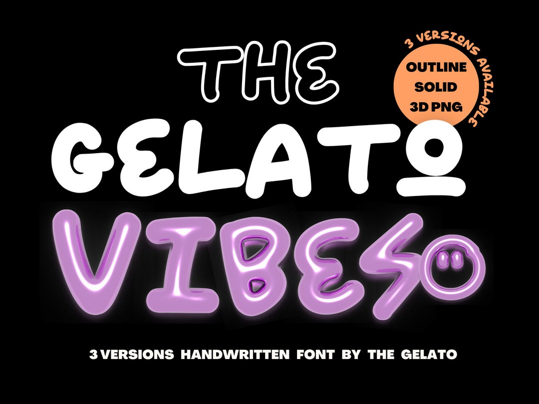 Handwritten Street Font Y2K Bubble Font Bundle 3D Metallic Chrome PNG ...