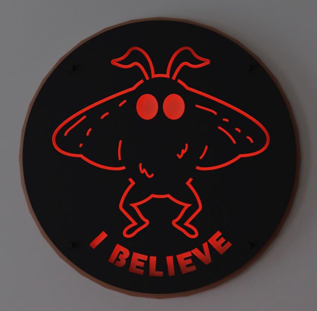 Mothman Mystery Backlit Sign // Cryptid Wall Art // LED Backlight Sign ...