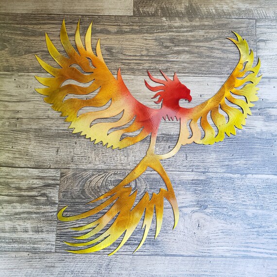 Burning Phoenix // Wall Art // Metal Sign Decor | Etsy