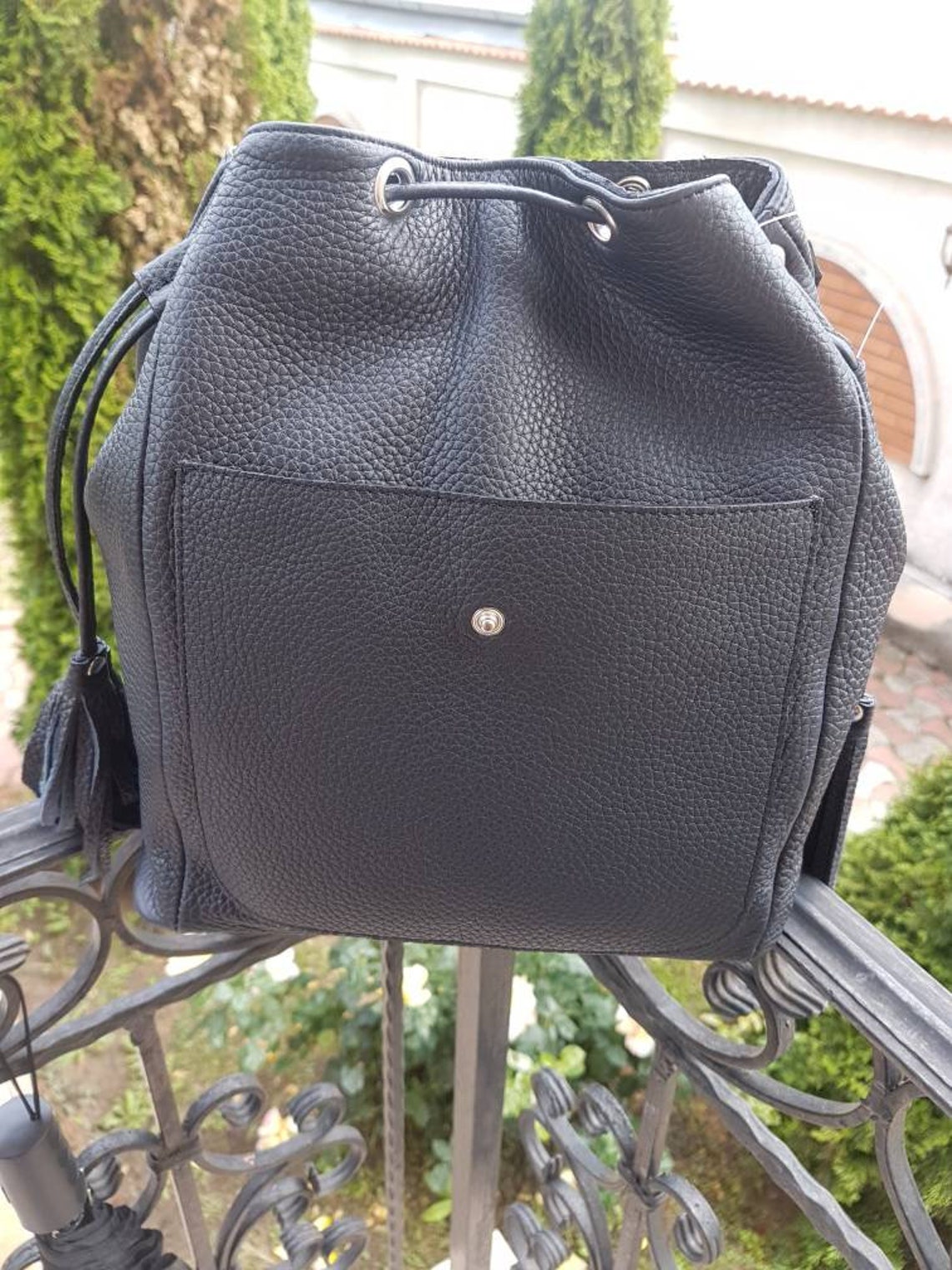 Leather Backpack.leather Navy Blue.leather Bag Shoulder.women | Etsy