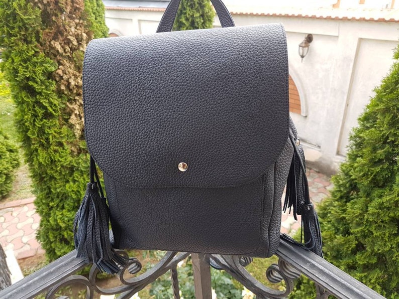 Leather Backpack.leather Navy Blue.leather Bag Shoulder.women | Etsy