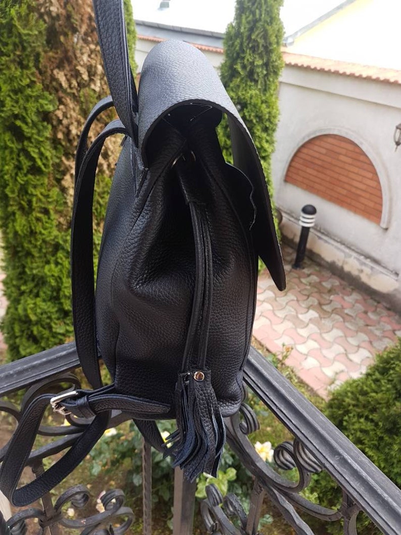 Leather Backpack.leather Navy Blue.leather Bag Shoulder.women | Etsy