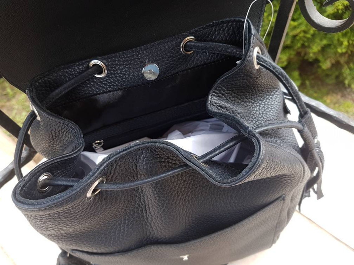 Leather Backpack.leather Navy Blue.leather Bag Shoulder.women | Etsy