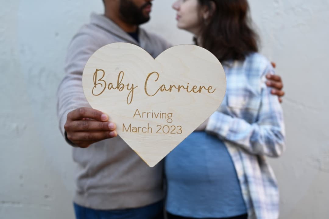 Pregnancy Announcement - Wooden Sign With Personalized Engraving, Baby ...