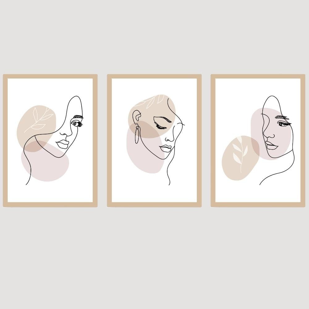 Abstract Woman Line Art Set of 3 Unframed Line Art Wall Print - Etsy