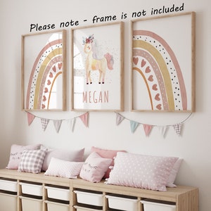Rainbow Unicorn Set of 3 Unframed Poster Prints for Baby Girl Nursery ...