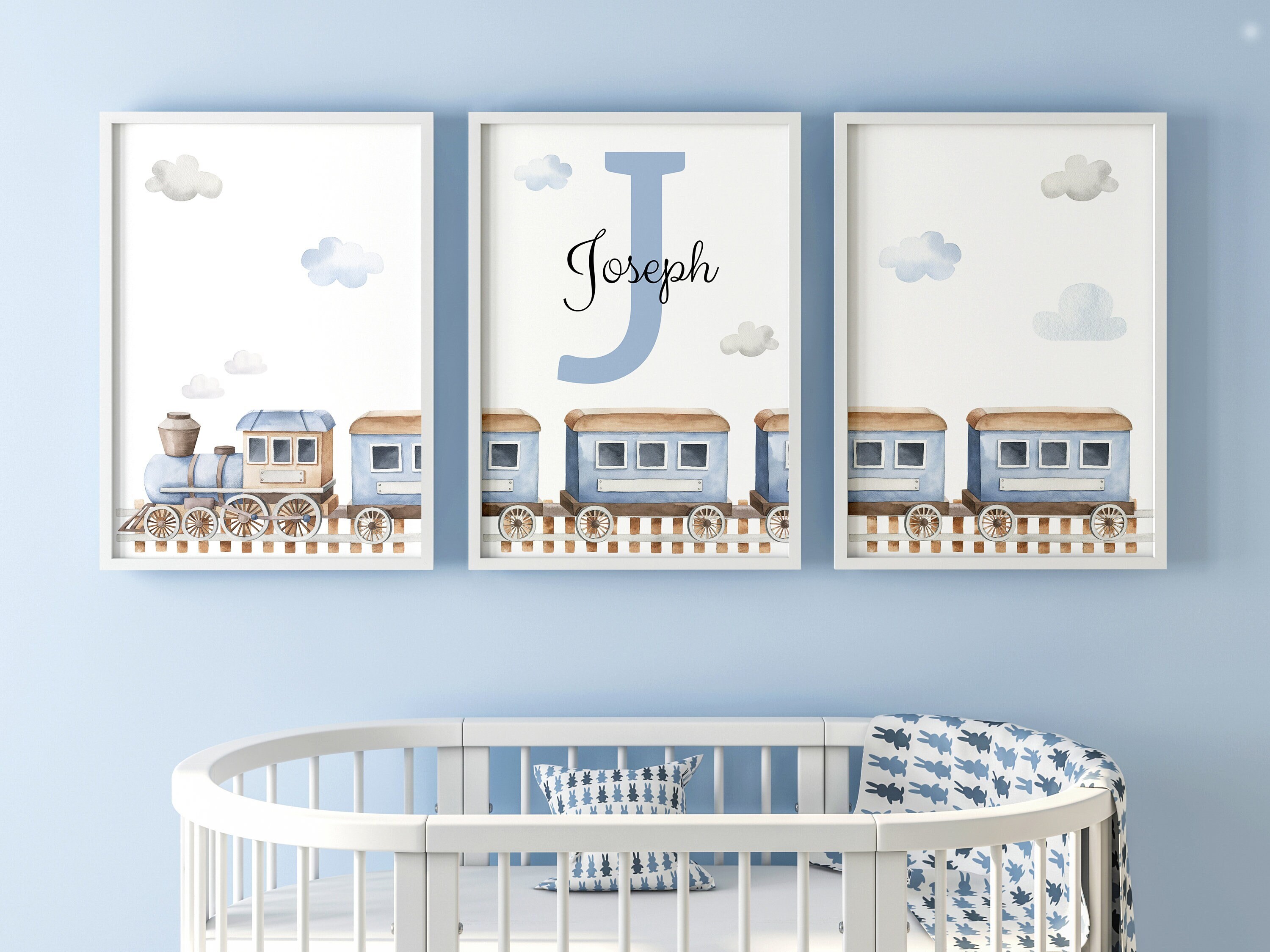 Choo Choo Train Set of 3 Unframed Personalised Name Poster - Etsy