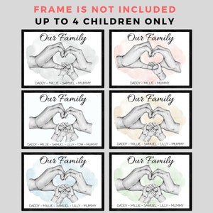 Personalised Family Hands Unframed Portrait Poster Print, New Baby Gift ...