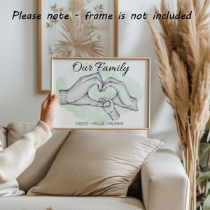 Personalised Family Hands Unframed Portrait Poster Print, New Baby Gift ...