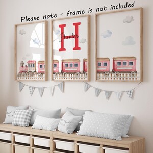 Choo Choo Train Set of 3 Unframed Personalised Name Poster Print ...