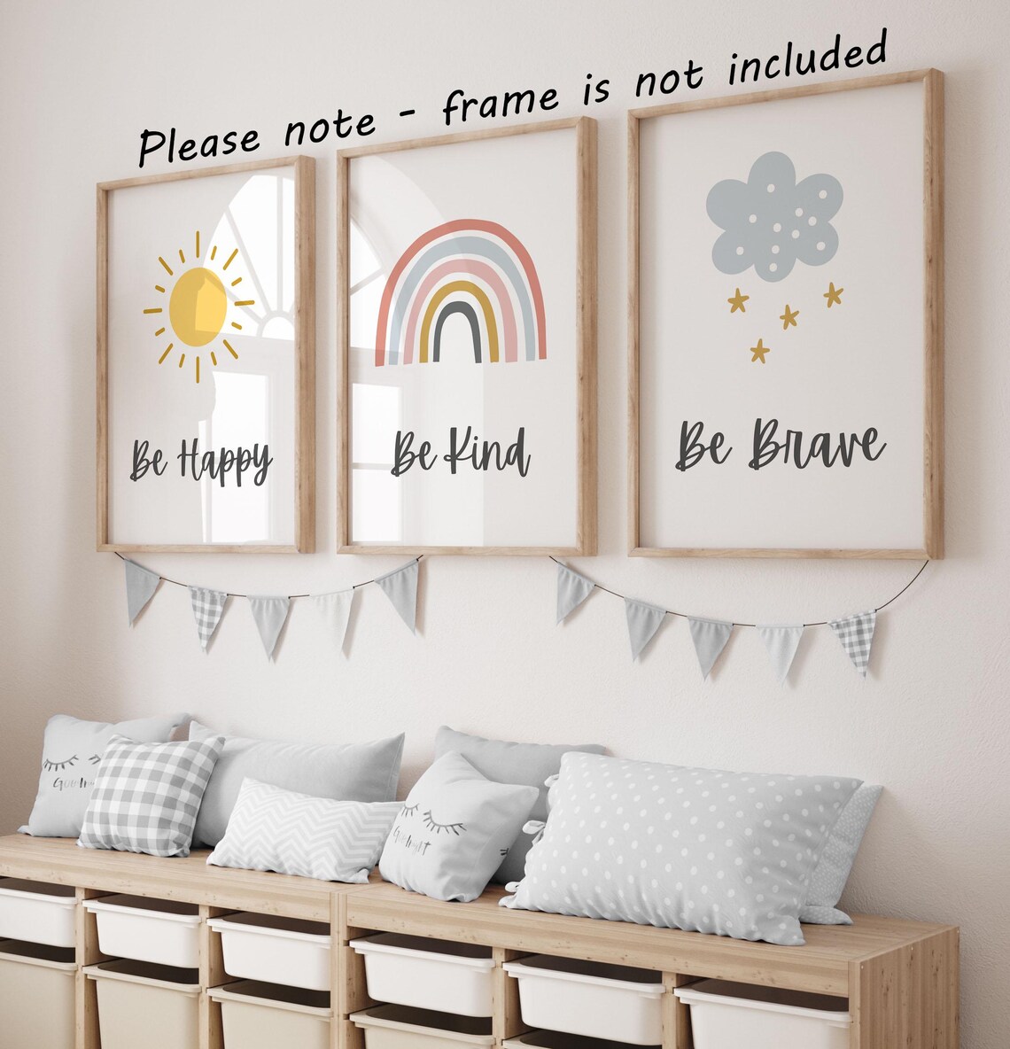 Be Happy Be Kind Be Brave Set of 3 Unframed Poster Prints for Girl Boy ...