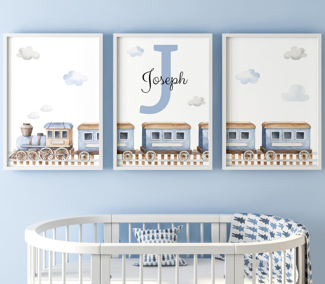 Choo Choo Train Set of 3 Unframed Personalised Name Poster Print ...