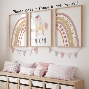 Rainbow Unicorn Set of 3 Unframed Poster Prints for Baby Girl Nursery ...