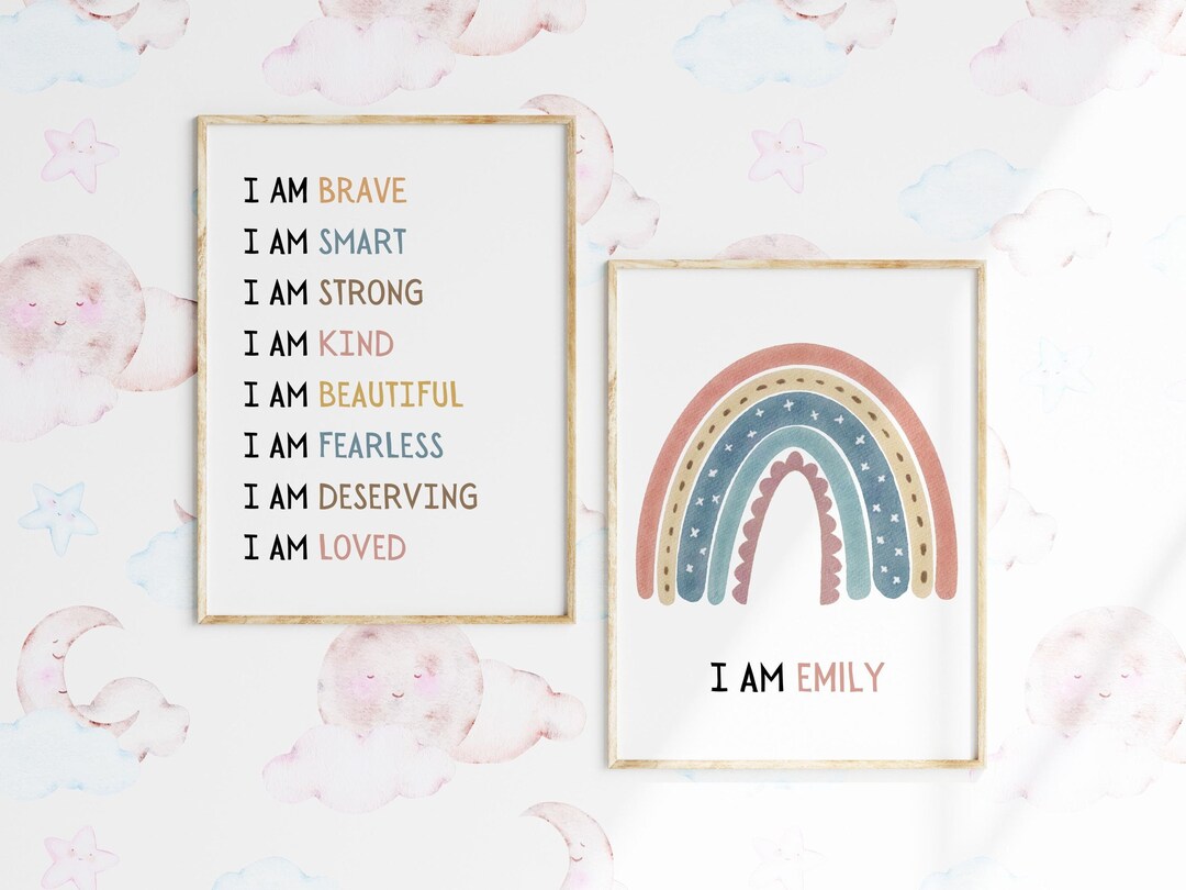 Personalised Positive Affirmation Unframed Set of 2 Rainbow Poster ...
