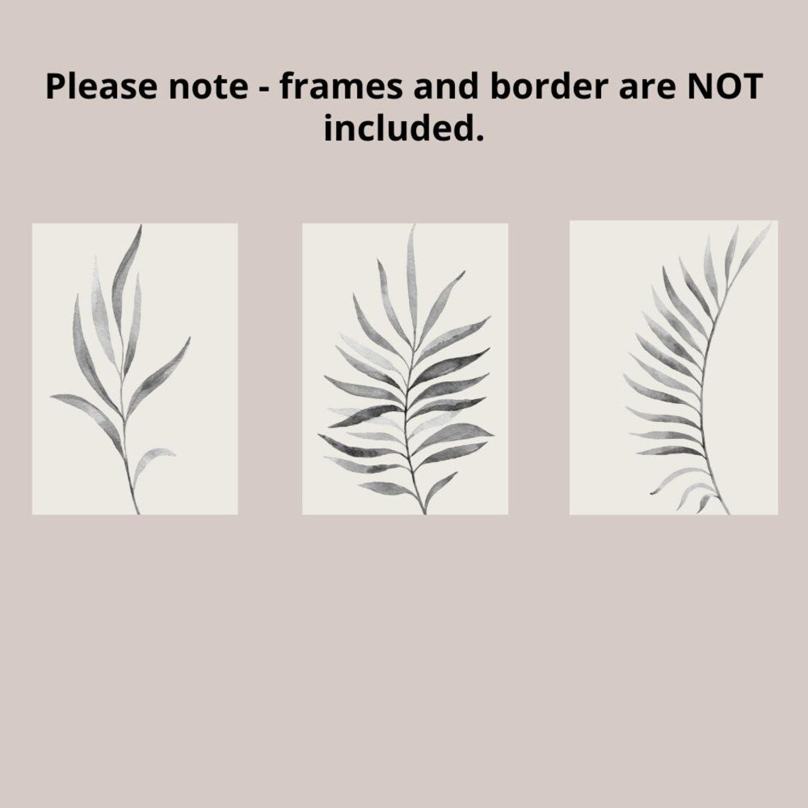 Grey Ferns Botanical Leaves Set of 3 Unframed Wall Print Home - Etsy