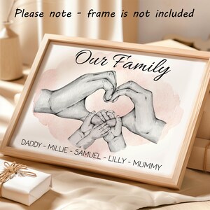 Personalised Family Hands Unframed Portrait Poster Print, New Baby Gift ...