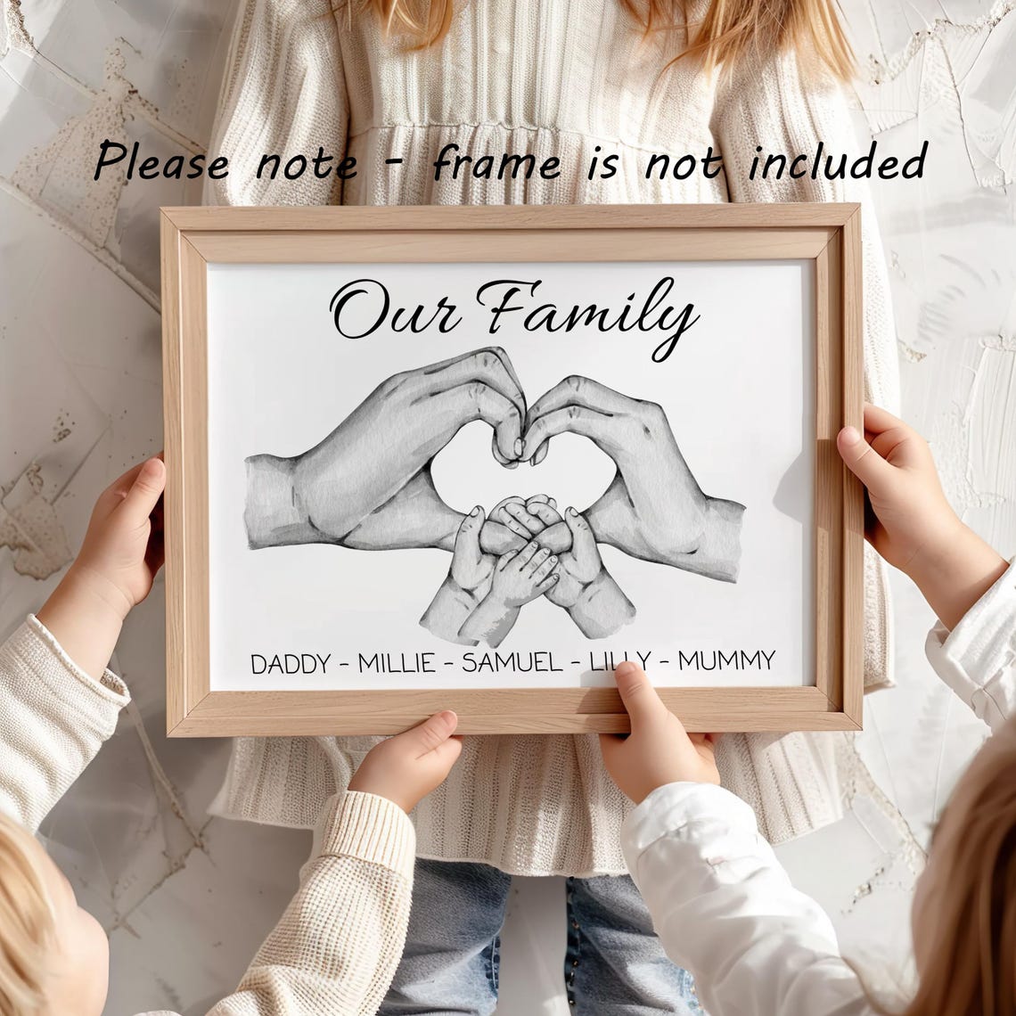 Personalised Family Hands Unframed Portrait Poster Print, New Baby Gift ...