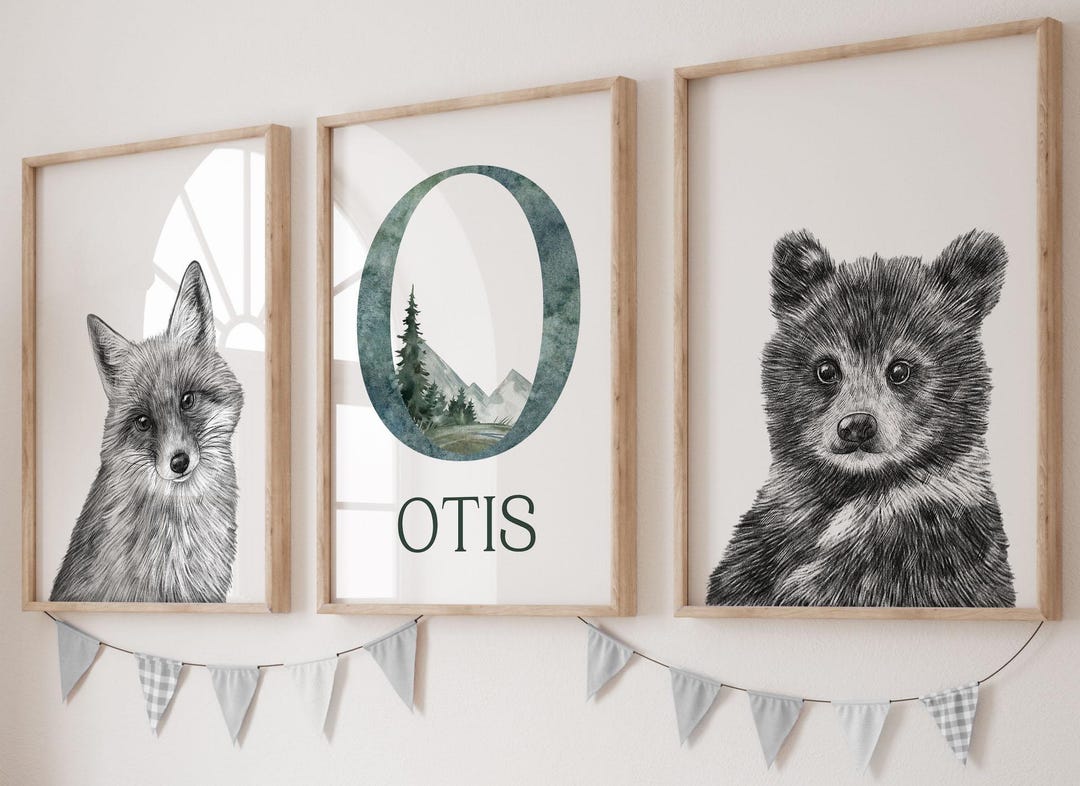 Woodland Animals Set of 3 Unframed Poster Prints for Baby Girl Boy ...